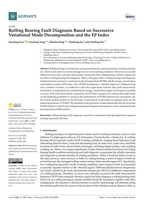Pdf Rolling Bearing Fault Diagnosis Based On Successive Variational Mode Decomposition And The