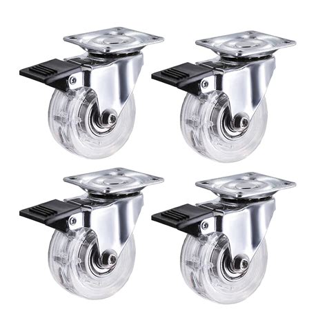 4 Casters With Brakes Small 50 Mm Furniture Rollers Swivel Casters