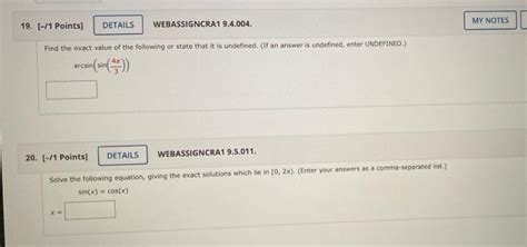 Solved My Notes 19 [ 1 Points] Details Webassigncra1