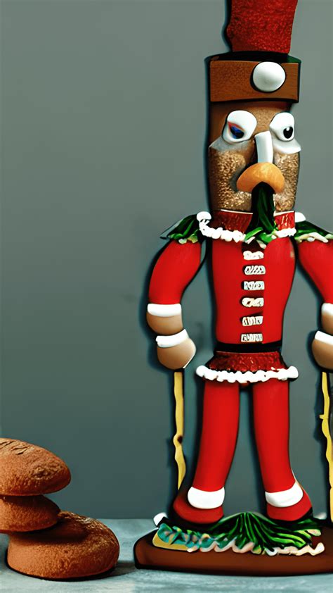 A Still Life Scene Depicting A Nutcracker Statue And A Glass Of