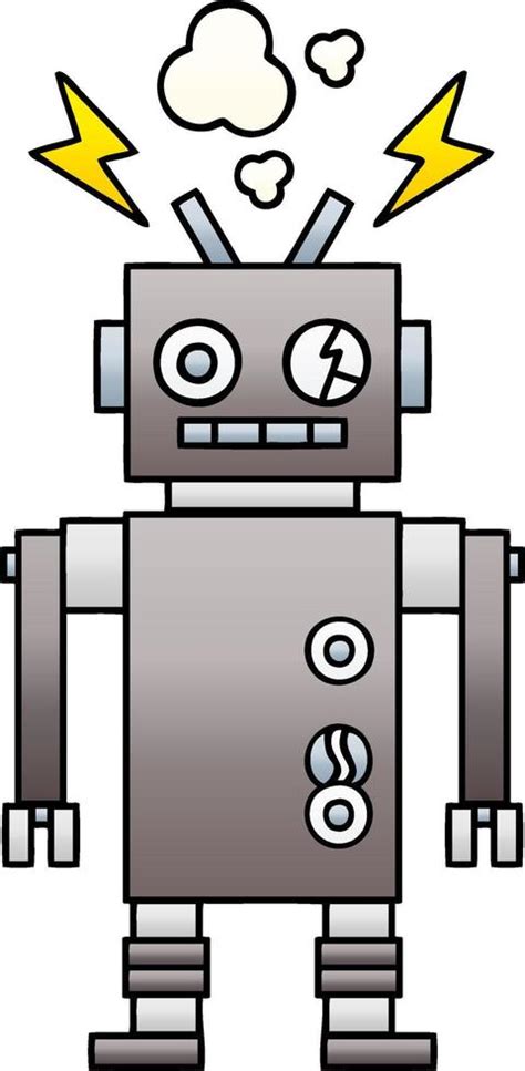Gradient Shaded Cartoon Malfunctioning Robot 10676024 Vector Art At Vecteezy