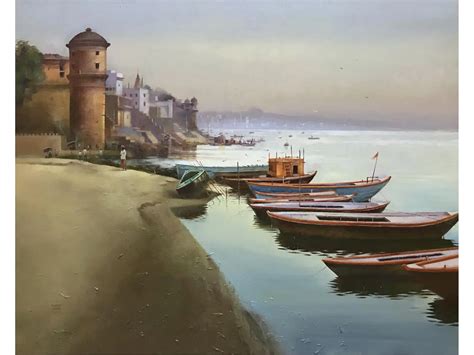 A Morning In Wharfside Acrylic On Canvas By Rupesh Sonar Exotic India Art