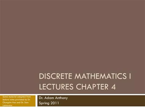 Ppt Discrete Mathematics I Lectures Chapter 4 Powerpoint Presentation Id2871339
