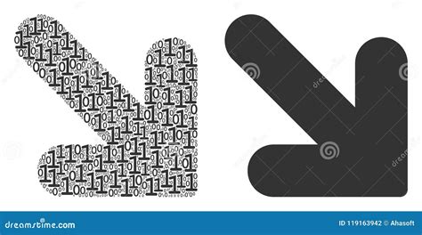 arrow down right mosaic of binary digits stock vector illustration of