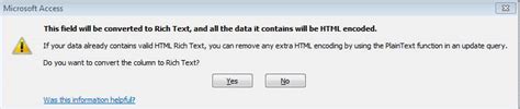 ms access 2010 text in an rtf field actually it is hmtl shows html