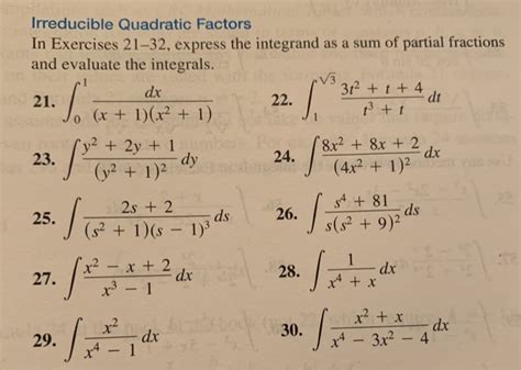 Solved Irreducible Quadratic Factors In Exercises 21 32