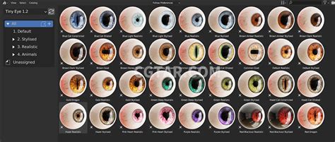 blender卡通人物程序化眼睛眼球模型预设插件Tiny Eye CGtar CG艺站