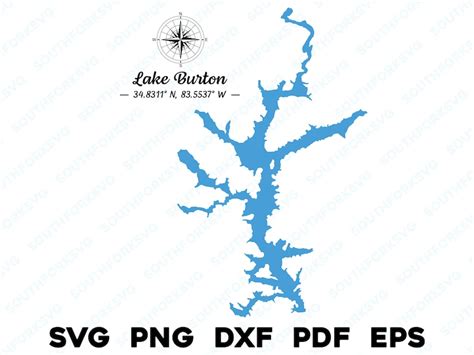 Lake Burton Georgia Map Shape Silhouette Svg Png Dxf Pdf Eps Vector