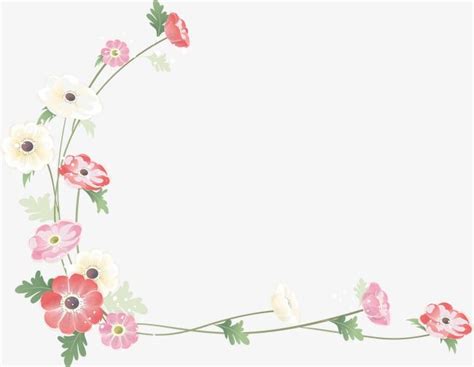 자유형 핑크 꽃 일러스트 경계 꽃 벡터 테두리 벡터 만화 Png 일러스트 및 Psd 이미지 무료 다운로드 Pngtree