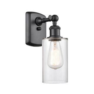 Innovations Clymer 1 Light Matte Black Clear Wall Sconce With Clear