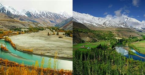 Colors Of Phandar Valley In Two Different Seasons Phandar Valley