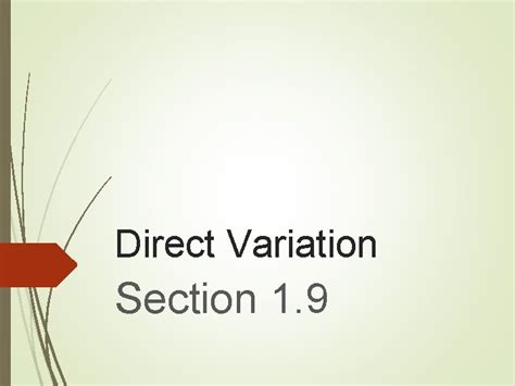 Direct Variation Section 1 9 Notes Direct Variation