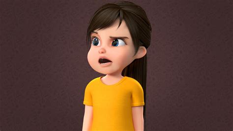 Cartoon Cute Girl Rigged1 3d Model 112 Max Fbx Obj Free3d
