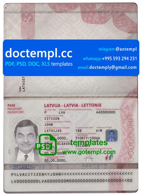 Latvia Passport Template In Psd Format Fully Editable 2015 Present