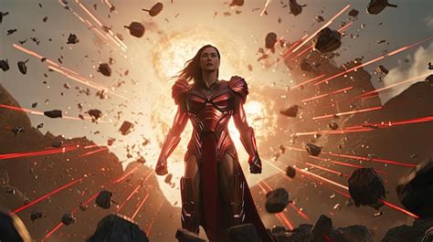 Escena De Acción Con Mujer En La Escena De Batalla De Ciencia Ficción