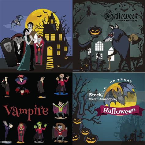 뱀파이어와 보름달 및 묘지 관 평면 벡터 일러스트 레이 션에 Draculas 괴물 할로윈 파티 초대 또는 플라이어에 대 한 좋은 그들의 성 할로윈 배경 설정 인사말 카드