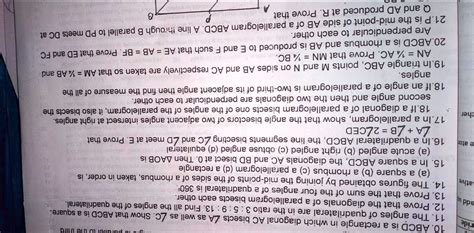 Solved In A Quadrilateral Abcd The Line Segment Bisecting Angle C And