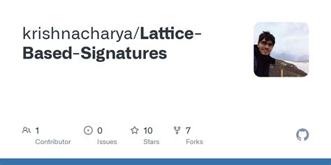Github Krishnacharyalattice Based Signatures