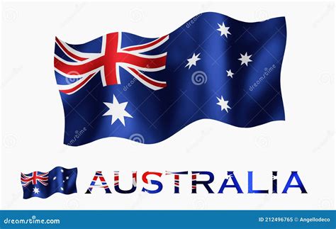Australia Flag Illustration With Australia Text With White Space Stock