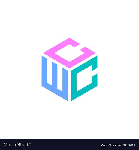 Cwc Letter Hexagon Shape Royalty Free Vector Image