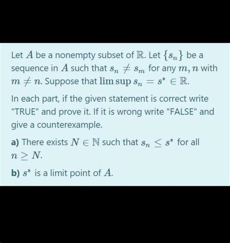 Solved Let A Be A Nonempty Subset Of R Let En Be A