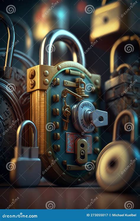Intertwined Security Locks In Abstract 3d Rendering Stock Illustration