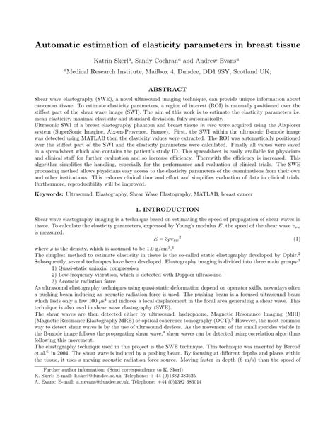 Pdf Automatic Estimation Of Elasticity Parameters In Breast Tissue