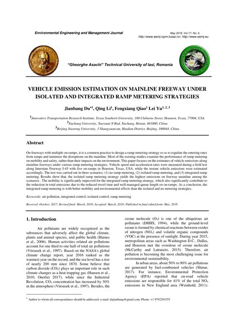 Pdf Estimation Of Vehicle Emission On Mainline Freeway Under Isolated