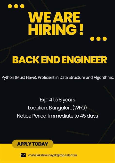 Mahalakshmi Nayak On Linkedin Backendengineer Wearehiring Backendengineer Backenddeveloper