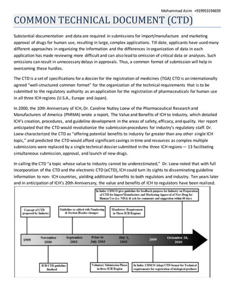 Common Technical Document Ctd And Electronic Common Technical