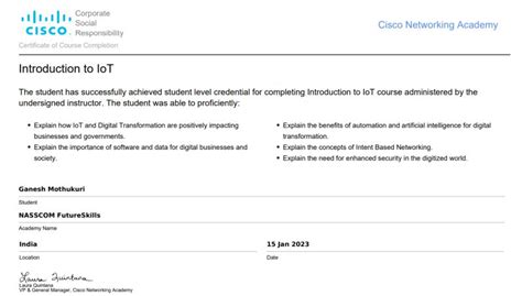 Ganesh Mothukuri On Linkedin Iot Ciscocertification Ibsbanglore Certificateofcompletion