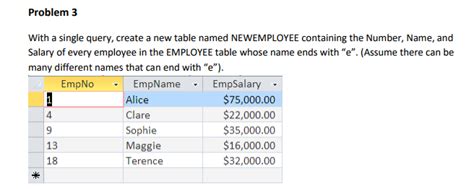 solved problem 3 with a single query create a new table
