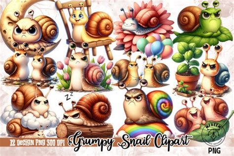 Grumpy Snail Clipart Png Graphics Graphic By Mfreem · Creative Fabrica