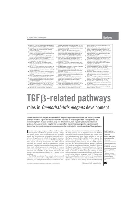 Pdf Tgfβ Related Pathways Roles In Caenorhabditis Elegans Development Dokumentips
