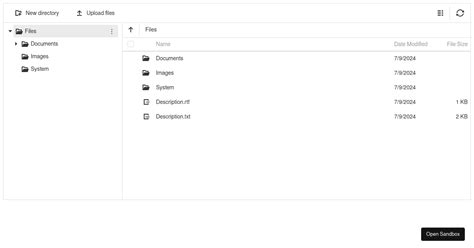 Hierarchical JS Structure DevExtreme File Manager Codesandbox