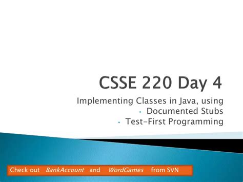 Ppt Implementing Classes In Java Using Documented Stubs Test First Powerpoint Presentation