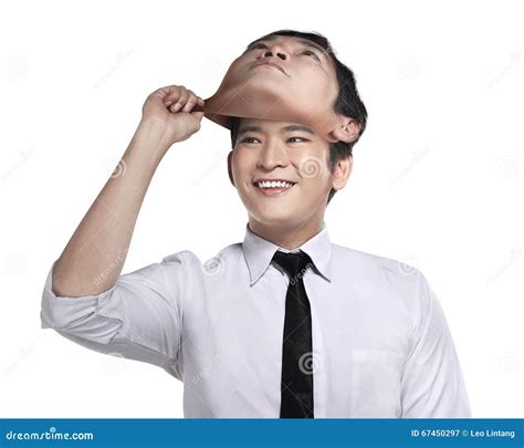 Asian Business Man Remove His Other Face Mask Stock Image Image Of