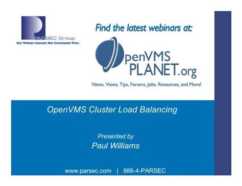 Openvms Cluster Load Balancing Parsec Group