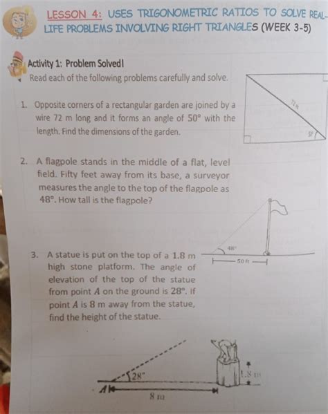 Solved Lesson4uses Trigonometric Ratios To Solve Real Life