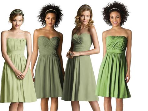 Greens PANTONE WEDDING Styleboard Green Bridesmaid Dresses Short