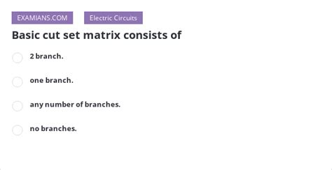 Basic Cut Set Matrix Consists Of EXAMIANS