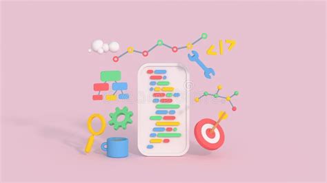 Mobile App Development And Seo Optimization 3d Render Illustration