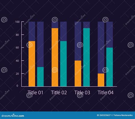 Grouped Columns Infographic Chart Design Template For Dark Theme Stock