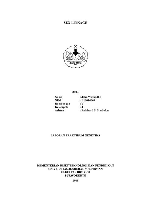 Laprak Sex Linkage Sex Linkage Oleh Nama Joko Widhodho Nim B1j