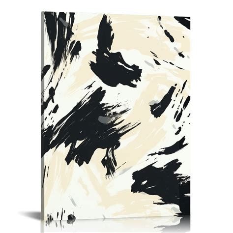 Gosmith Black White And Beige Abstract Wall Art Black And White Ink Art