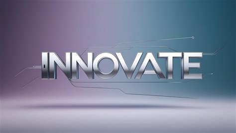 metallic 3d innovate text on gradient background premium ai generated