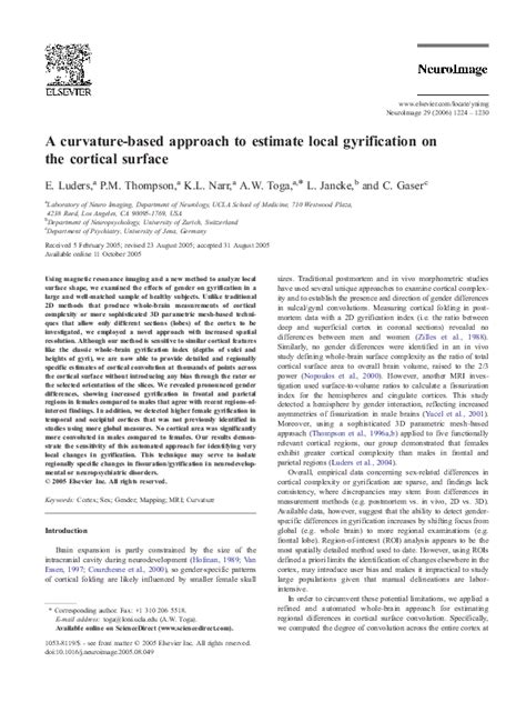 Pdf A Curvature Based Approach To Estimate Local Gyrification On The Cortical Surface
