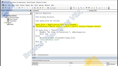 Browse File Using Vba Youtube