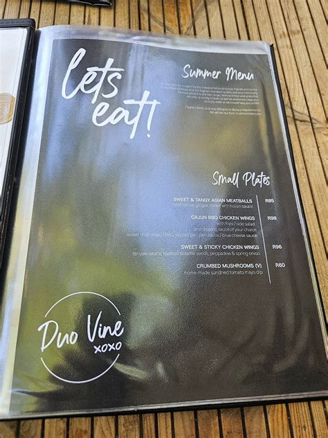 Menu At Duo Vine Restaurant Rustenburg Menu At Duo Vine Restaurant Rustenburg