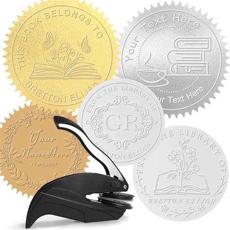 Custom Book Embosser Personalised Stamp Customised Library Book